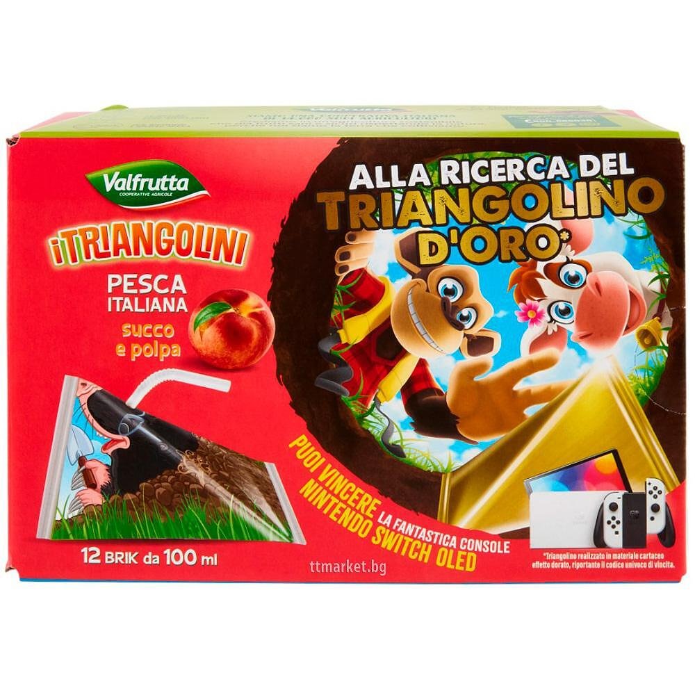Valfrutta I Triangolini Pesca Italiana Сок от Праскова 12 бр x 100 мл ...
