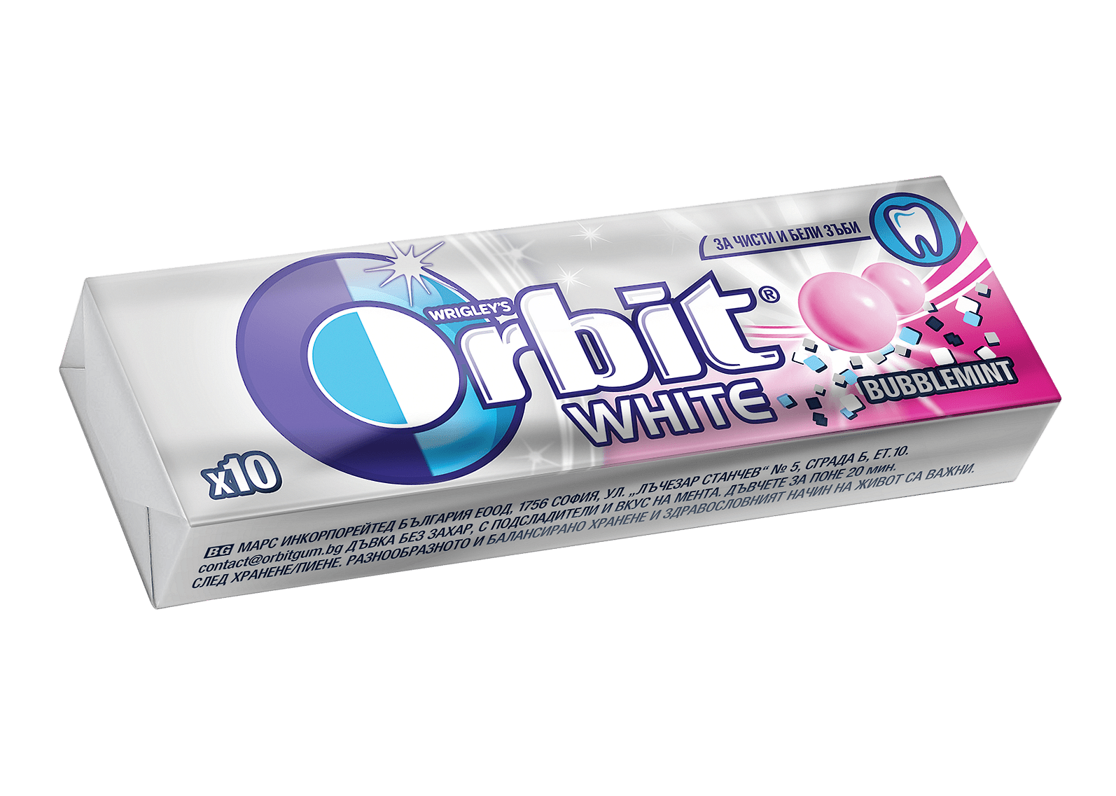 Дъвки ORBIT white bubblemint 10 бр.