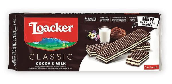 Вафли LOACKER Classic Cocoa & Milk 175 гр.