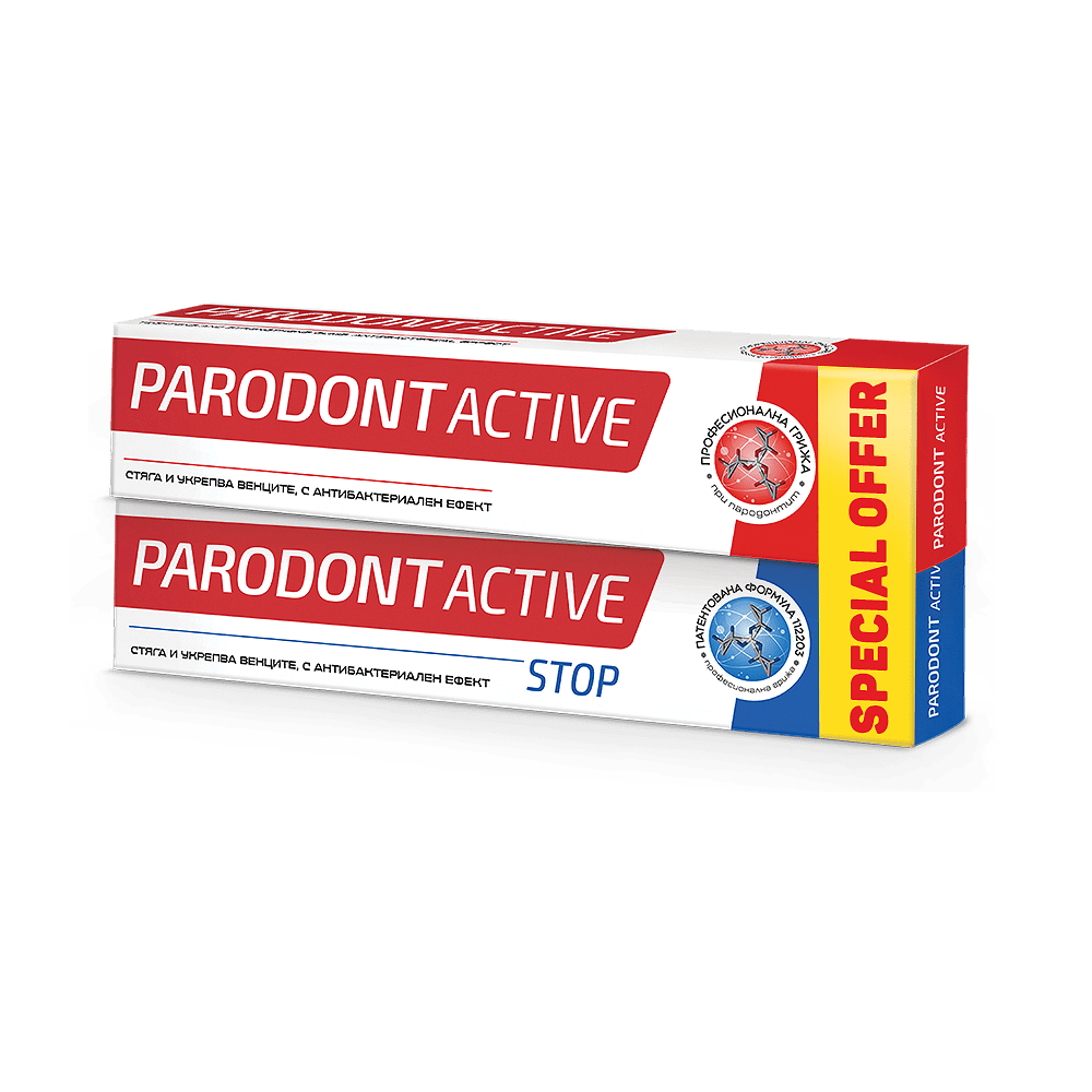 Паста зъби PARODONT Active+Stop 2x75 мл.