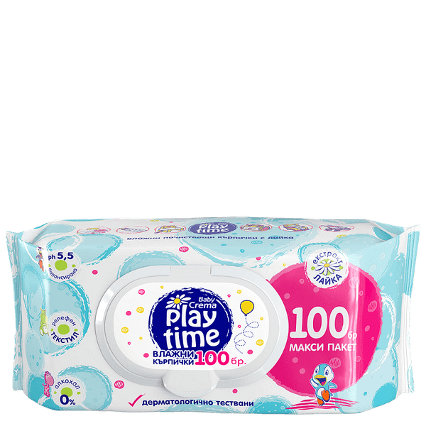 Мокри кърпи BABY CREMA Play time 100 бр.