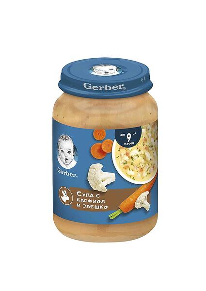 Пюре GERBER супа с карфиол и заешко 190 г