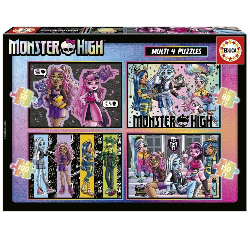 Прогресивен пъзел Educa Monster High 4 в 1, 50/80/100/150 части