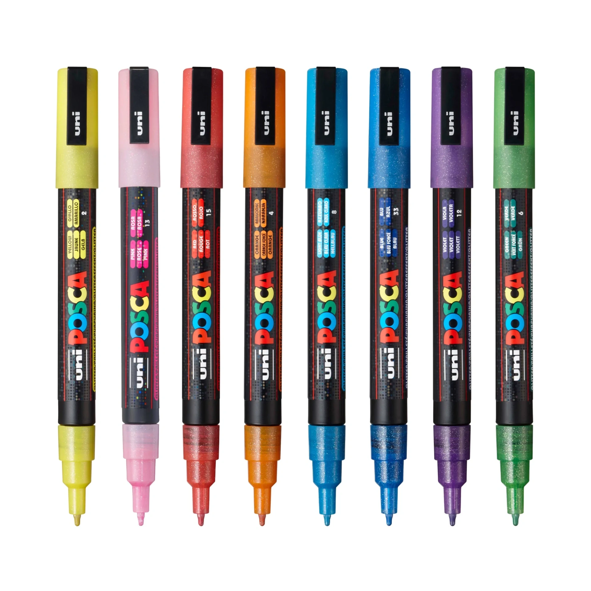Комплект акрилни маркери UNI POSCA, 8бр, PC-3M, 0,9-1.3 мм. Glitter Color