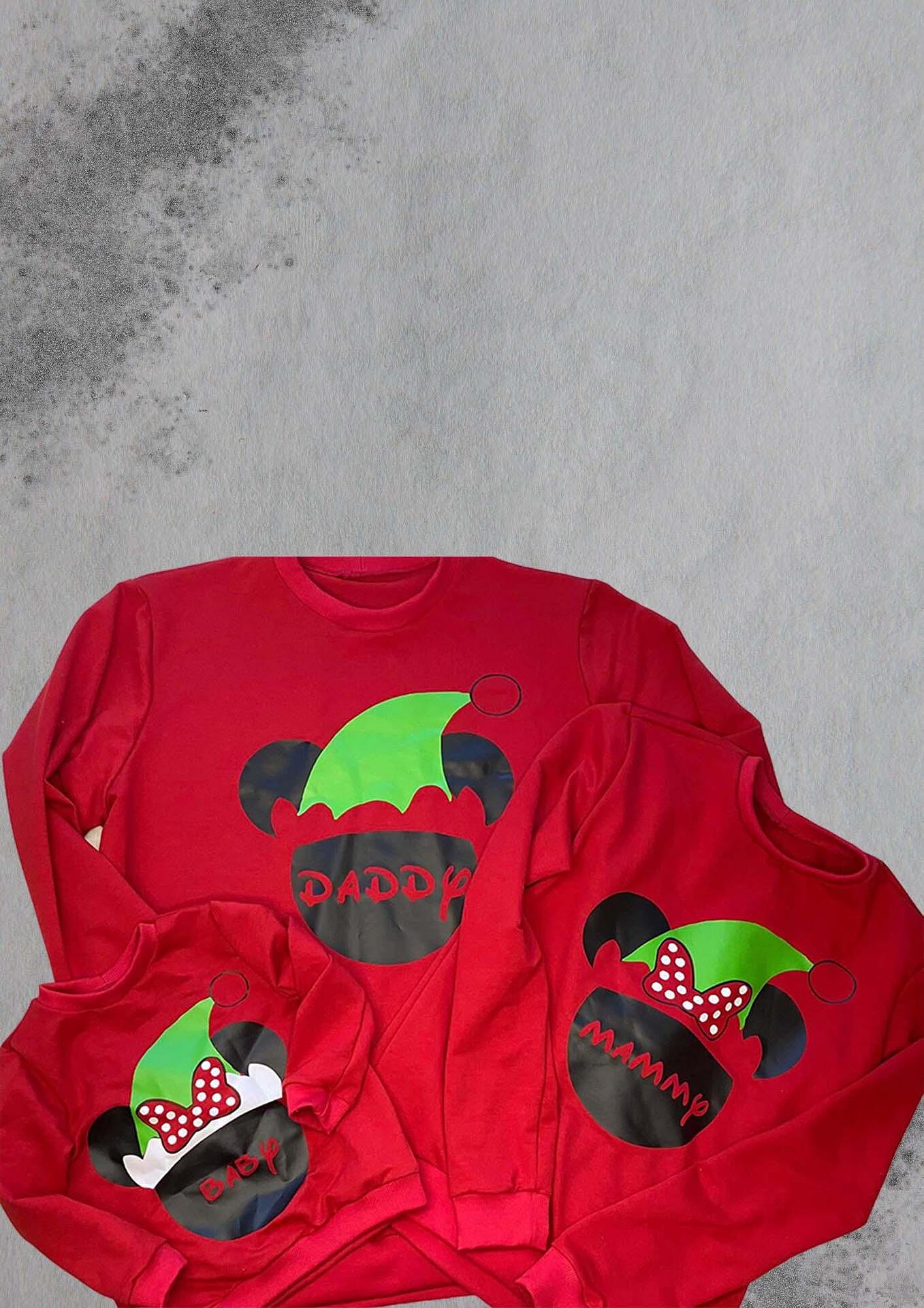 Семейни коледни блузи с Мики Маус - червени | Andi Pandi