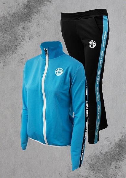 Дамски анцуг Анди Панди светло синьо горнище и черно долнище