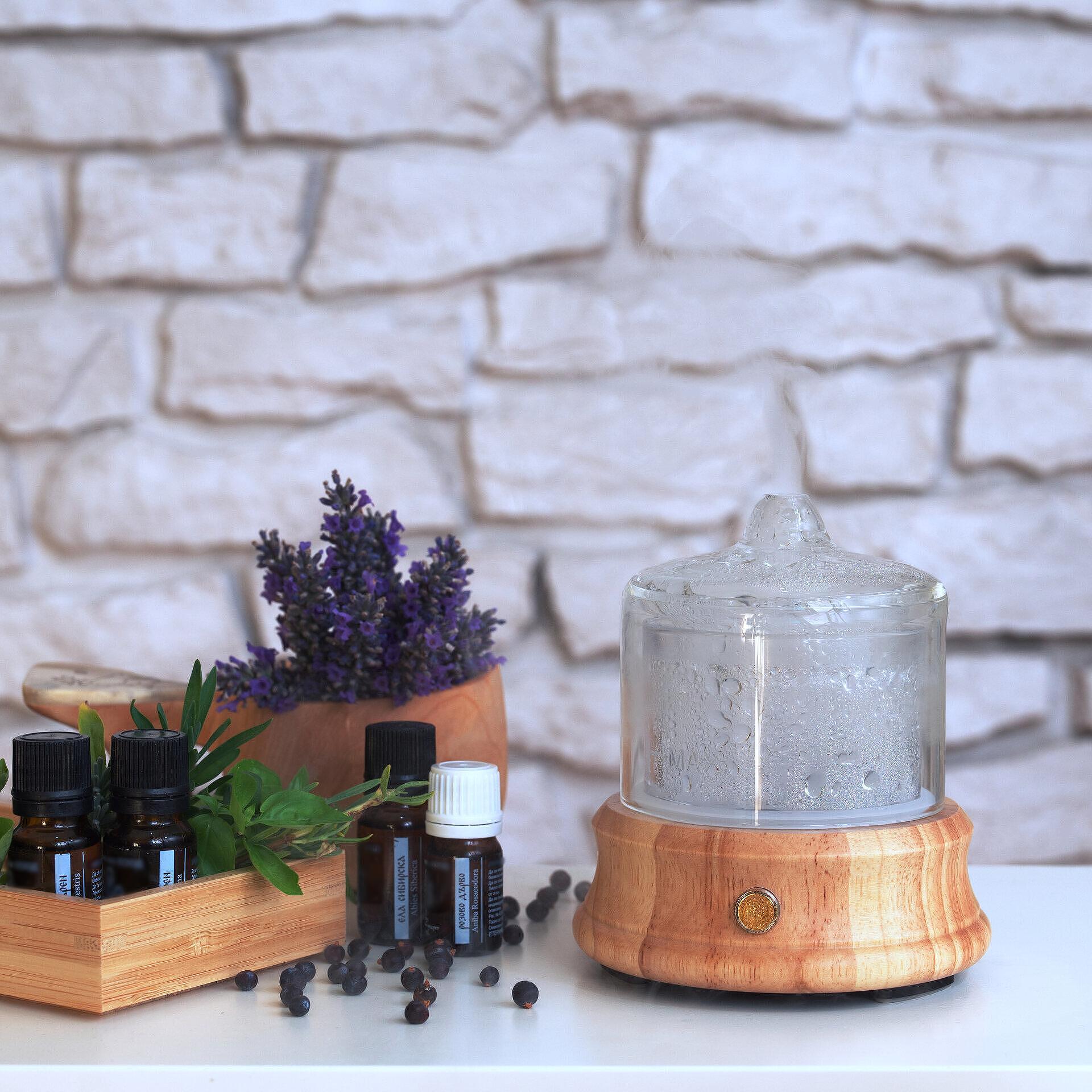 Арома дифузер Mohana Crystal Pure, естествено дърво и кристално стъкло