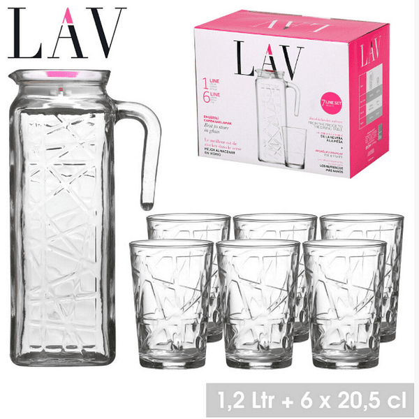Гарафа с 6 стъклени чаши за сок и вода LAV