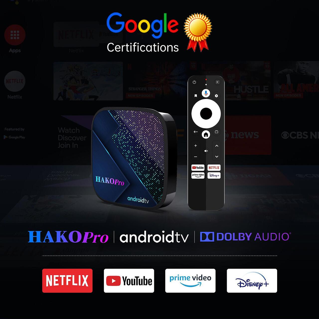 TV Box Hako Pro 4GB RAM 32GB ROM Google & Netflix Certificate