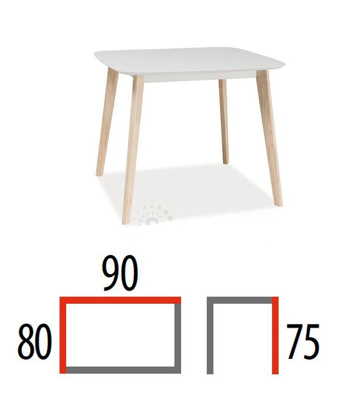 Маса в скандинавски стил Тиби 90x80 - бял + избелен дъб | LeosMebel