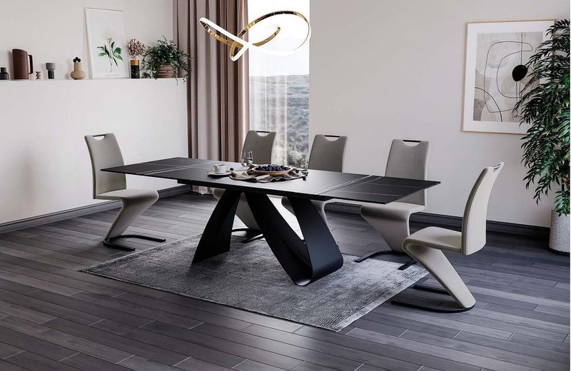Разтегателна трапезна маса DIUNA Ceramic Sahara Noir 160-240x90