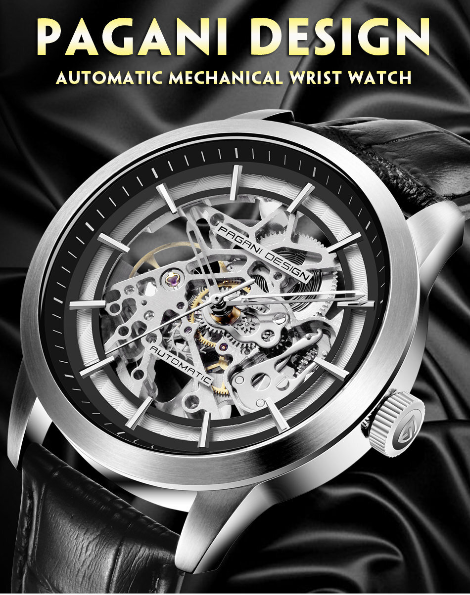Мъжки часовник Pagani Design Ophio, Механичен, Естествена кожа ...