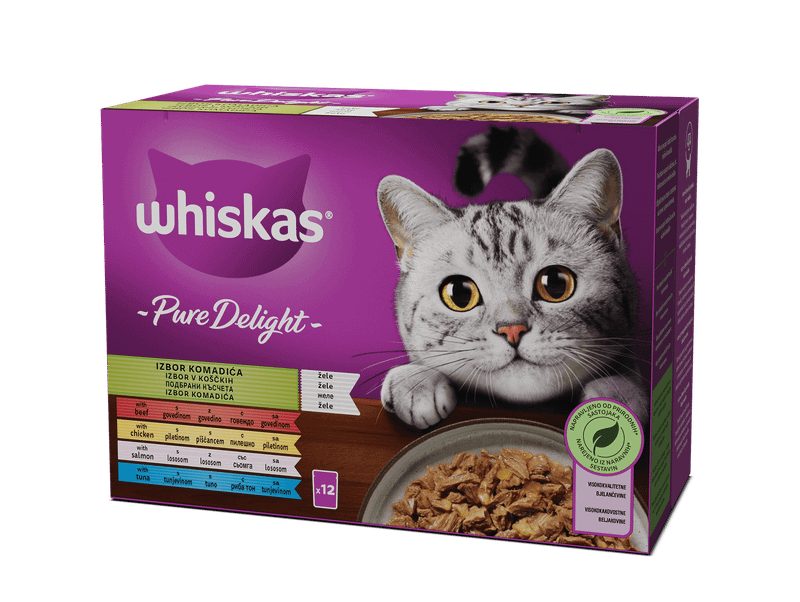 Whiskas паучове Pure Delight 12 броя х 85 гр - различни вкусове • Цена ...
