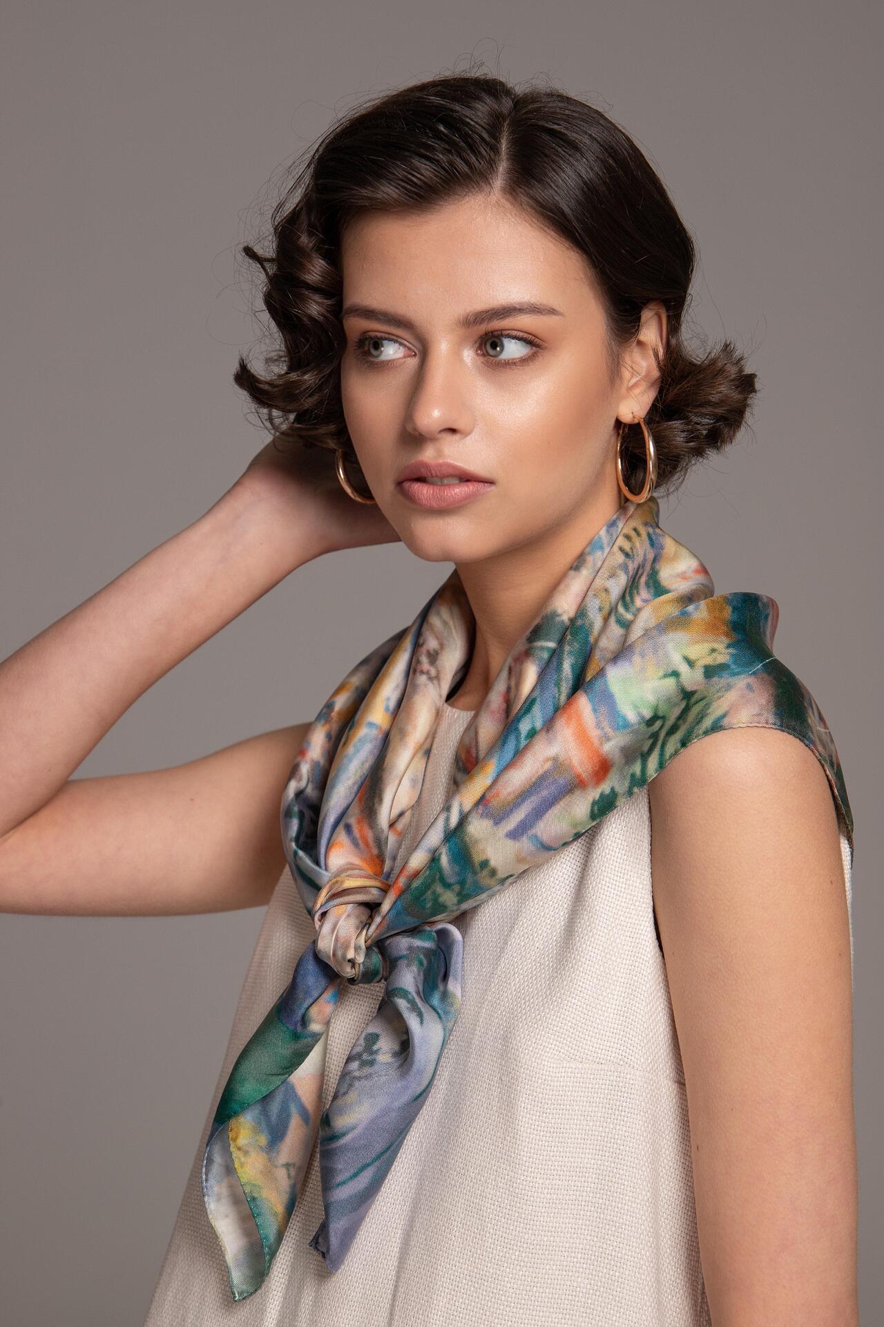 Копринен шал "Карта на Флоренция" Twill | Ina Assa