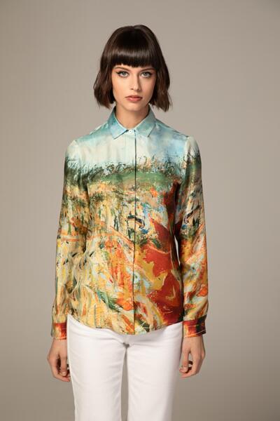 Дамски облекла ръчна изработка картини върху рокли и ризи от коприна ...