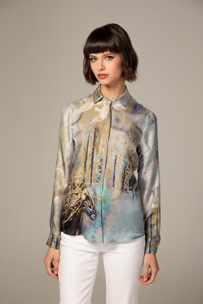 Дамски облекла ръчна изработка картини върху рокли и ризи от коприна ...