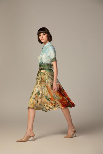 Дамски облекла ръчна изработка картини върху рокли и ризи от коприна ...