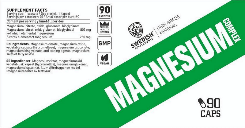 SWEDISH Supplements Magnesium Complex / 4 Types Matrix ~ Citrate, Oxide ...