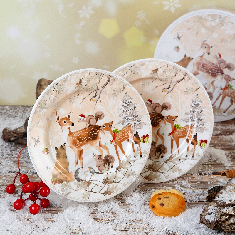 Комплект две коледни чинии - Горска приказка 25см Topdecor.bg