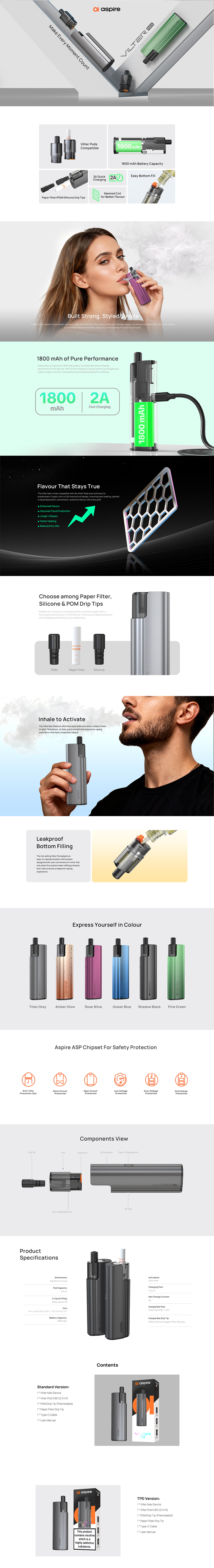 Aspire Vilter Max Pod Kit 1800mAh 2ml