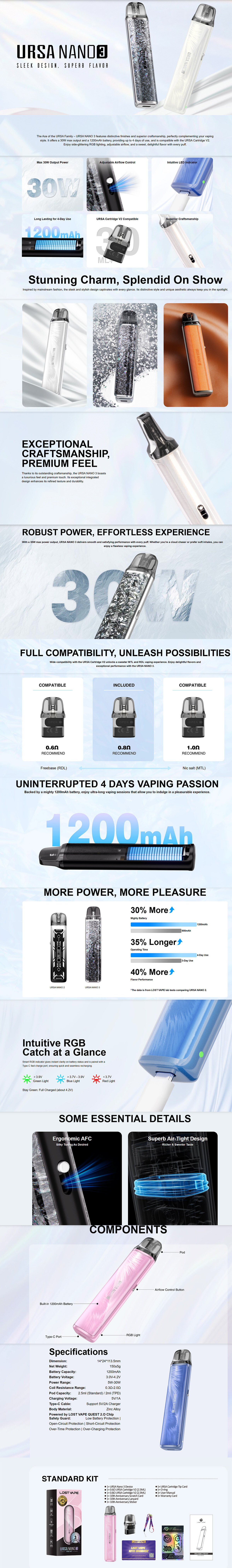 Lost Vape Ursa Nano 3 Pod Kit 1200mAh 2.5ml