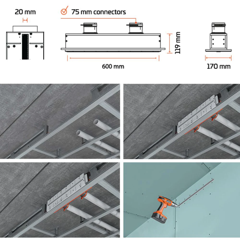 ERGOVENT LINEO 600 PROFILE VERTICAL линеен вентилационен слот дифузор ...