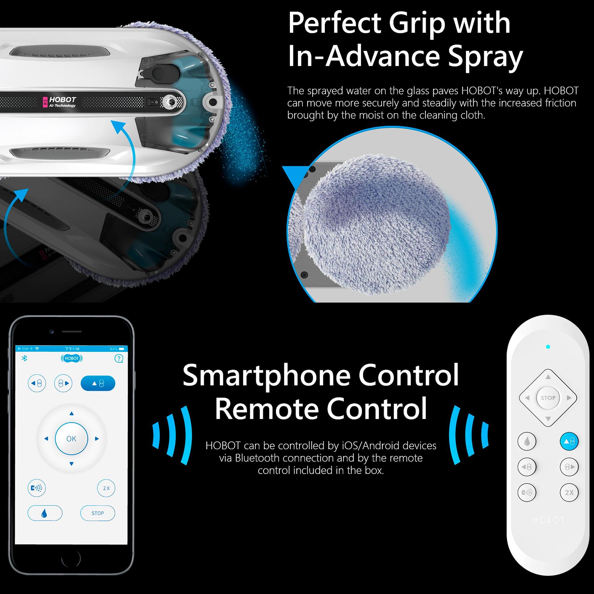HOBOT R3 - Dual Water Spray Window Cleaning Robot, App