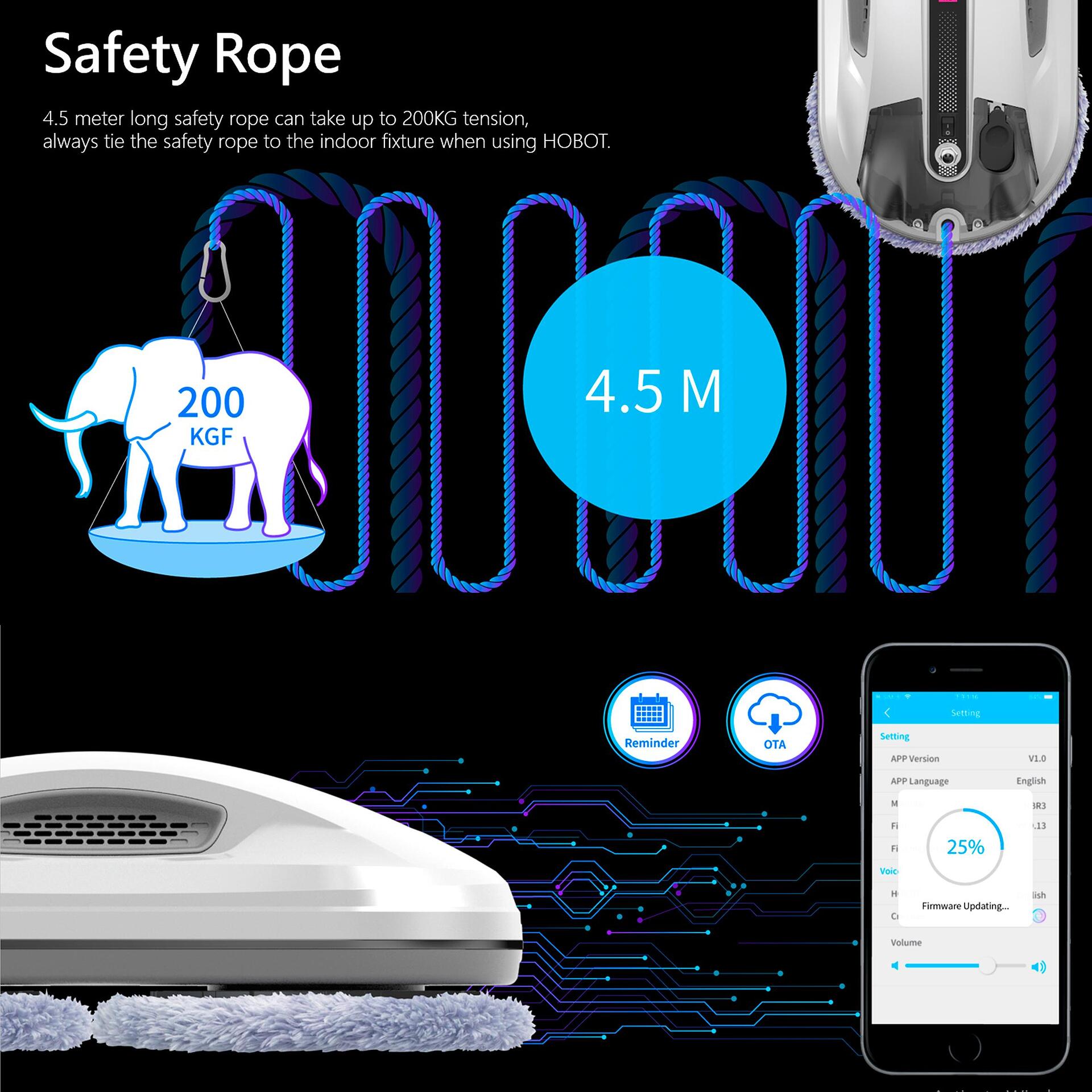 HOBOT R3 - Dual Water Spray Window Cleaning Robot, App