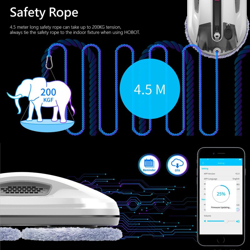 HOBOT R3 - Dual Water Spray Window Cleaning Robot, App