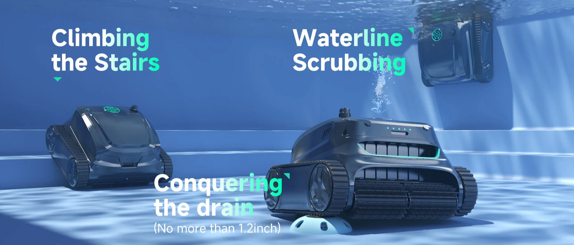 Wybot S2 wireless pool robot, Double Filtration