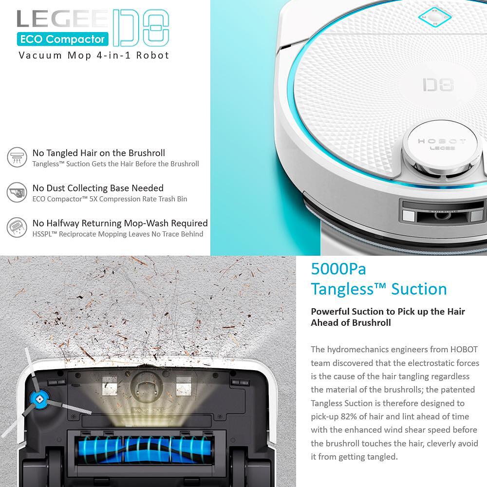 HOBOT LEGEE D8 - Robot Aspirator cu Ridicare Mop, Filtru de autocuratare