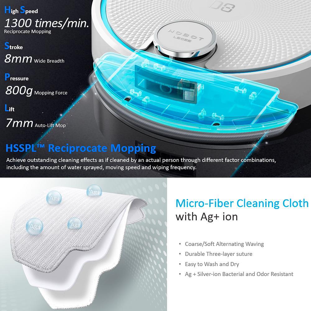 HOBOT LEGEE D8 - Robot Aspirator cu Ridicare Mop, Filtru de autocuratare