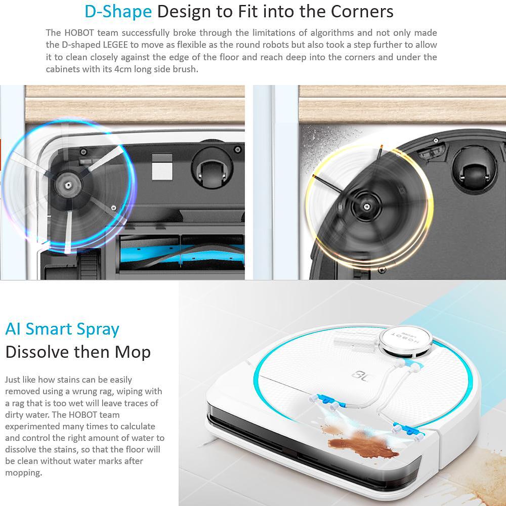 HOBOT LEGEE D8 - Robot Aspirator cu Ridicare Mop, Filtru de autocuratare