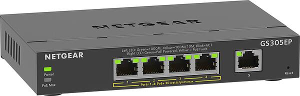 NETGEAR 5-Port Gigabit Ethernet PoE+ Plus Switch (GS305EP) Managed L2 ...