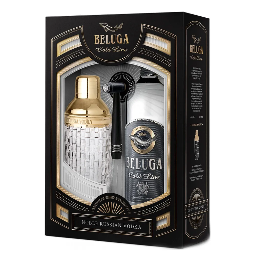 Водка Beluga - Gold Line, 0.7л комплект с шейкър