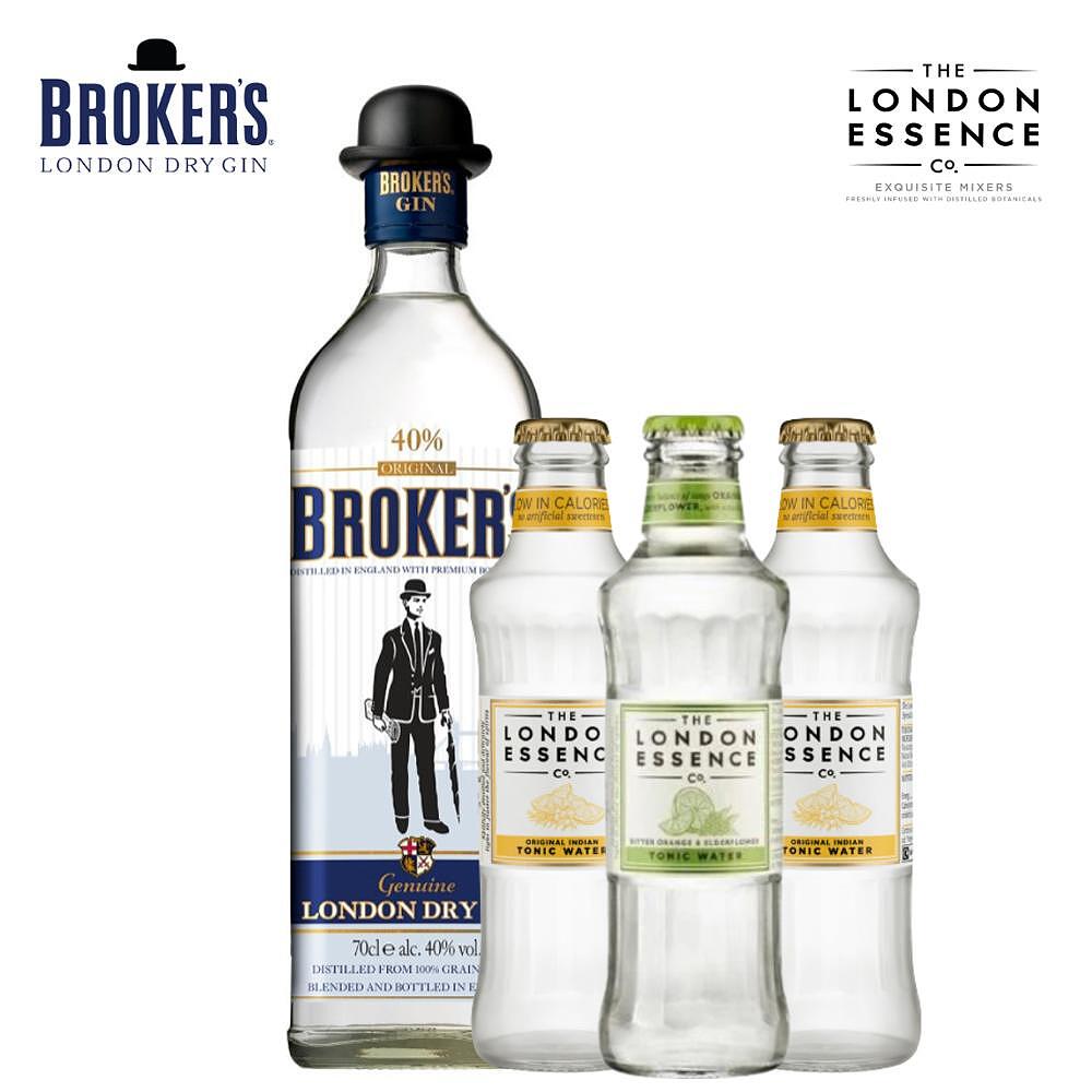 Комплект джин Broker's London Dry, 700 ml + 3 London Essence тоника