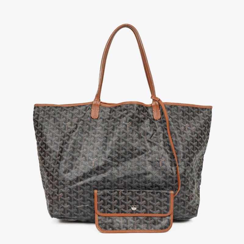 Pre-Owned Goyard Saint Louis Black Chevron Print Coated Canvas Tote Bag