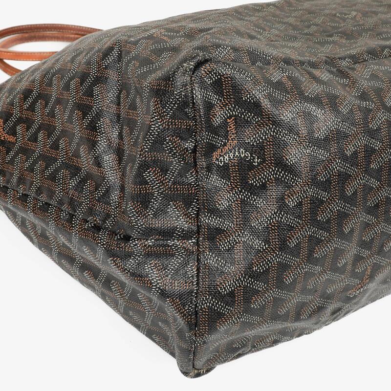 Pre-Owned Goyard Saint Louis Black Chevron Print Coated Canvas Tote Bag