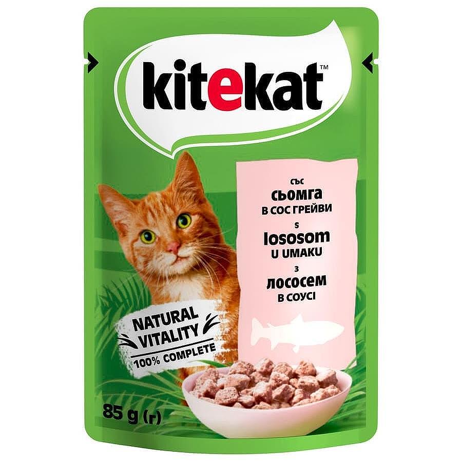 Kitekat пауч сьомга, храна за котки | 85 г | на изгодна цена с доставка ...