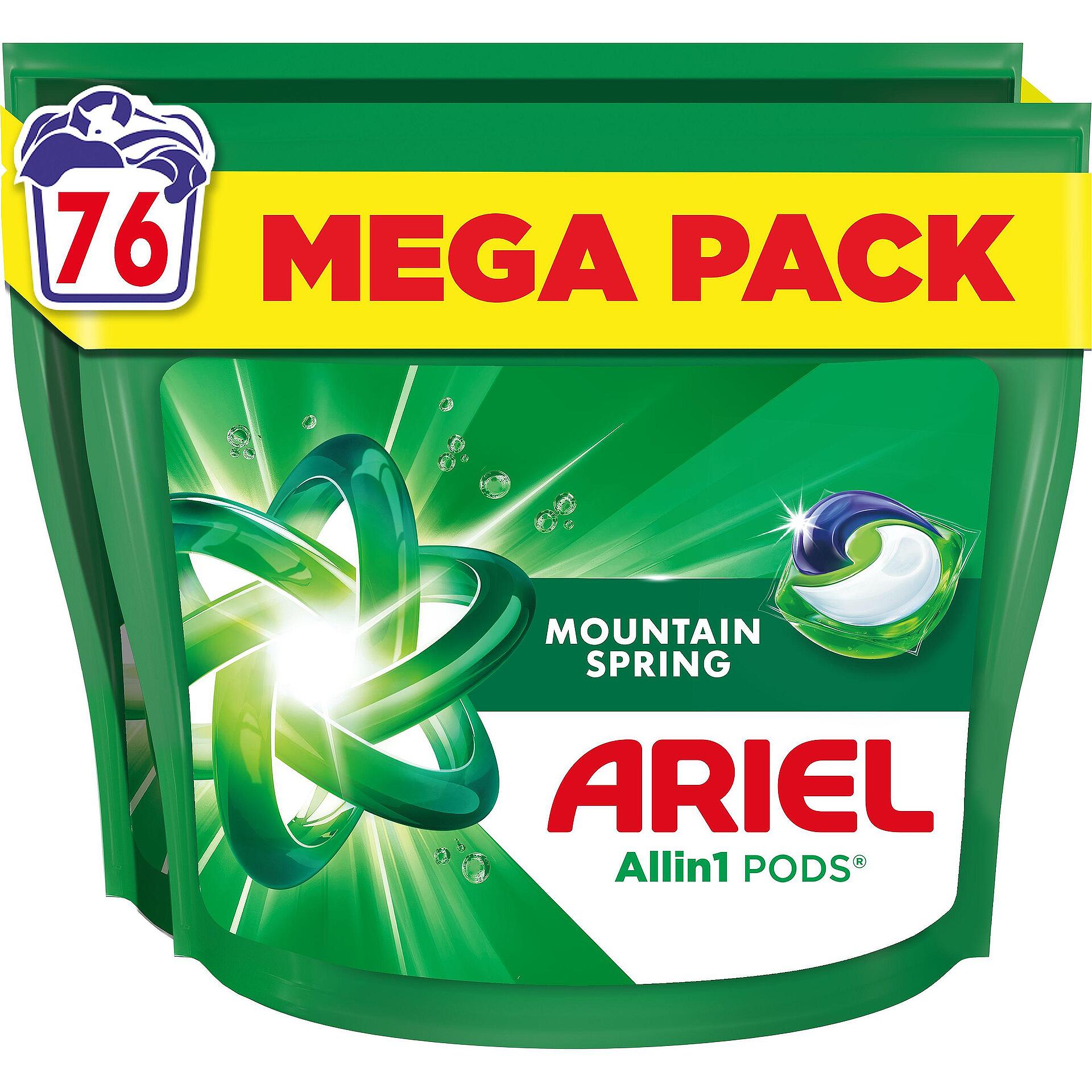 Ariel Allin1 Pods Mountain Spring капсули за пране, 2 бр. х 38 бр., 76 ...