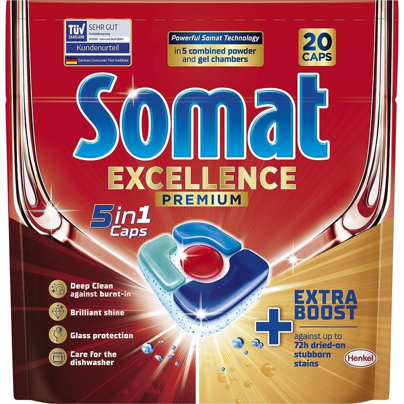 Somat Excellence Premium 5in1 таблетки за съдомиялна машина | 20 бр ...