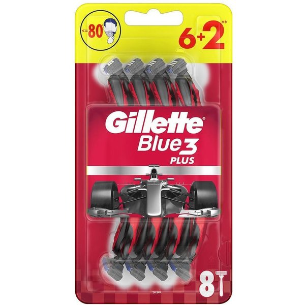Gillette Blue 3 Plus еднократни самобръсначки, 6 бр. + 2 бр. | 8 бр ...