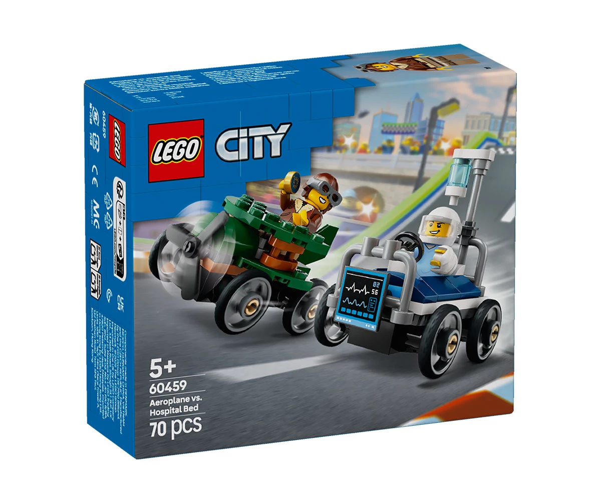 LEGO® City 60459 - Самолет срещу болнично легло: Комплект състезателни коли