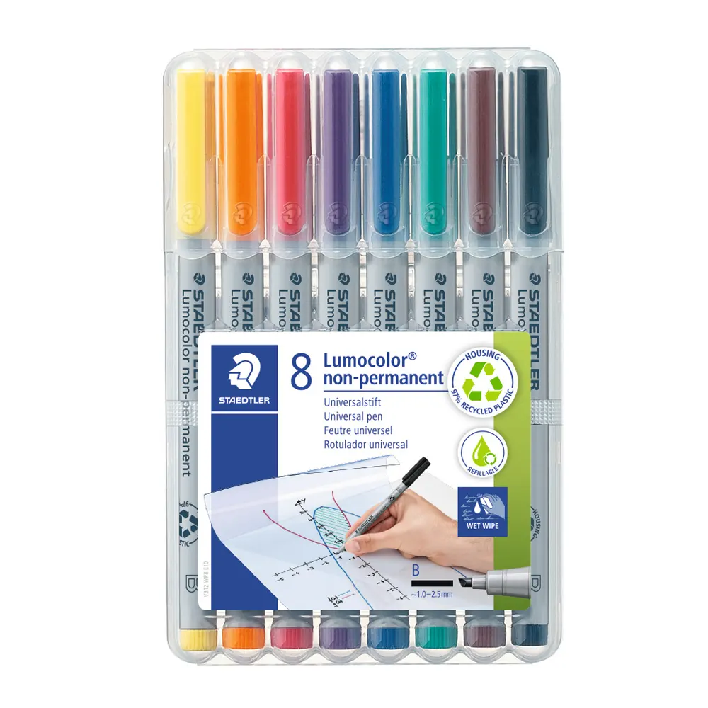 Комплект цветни маркери Stadtler - Lumicolor, 8 цвята | Penshop.bg