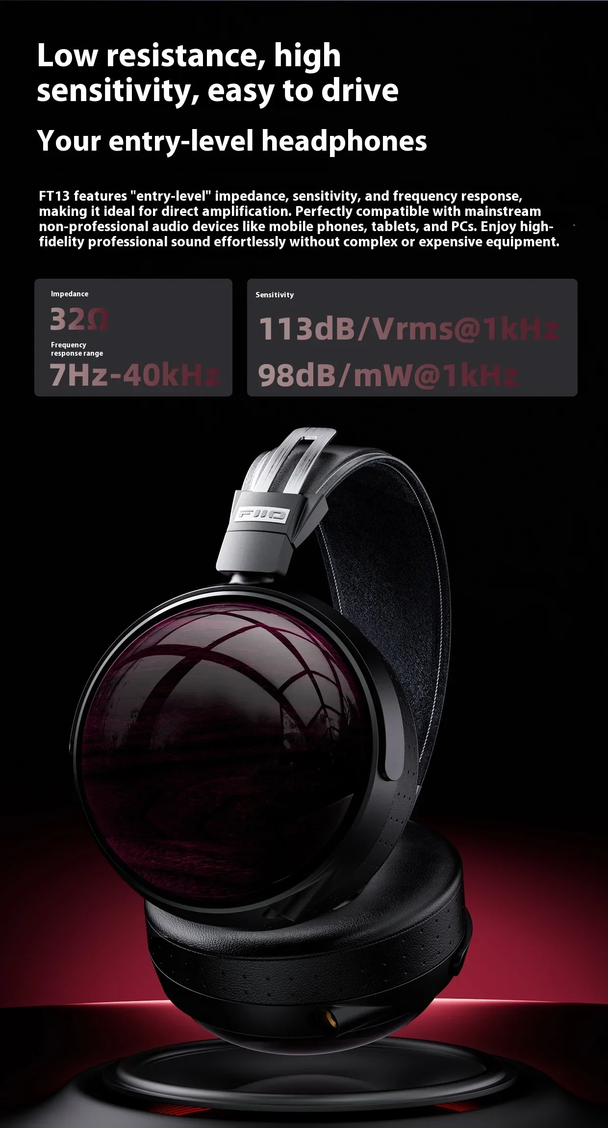 FIIO FT13 60 mm Purpleheart Wood Closed-Back Headphones | Fiio.eu