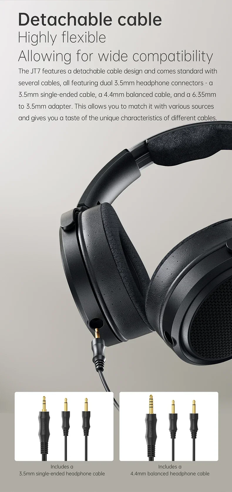 FiiO JT7 Planar Magnetic Open-Back Headphones – 95×86mm Driver