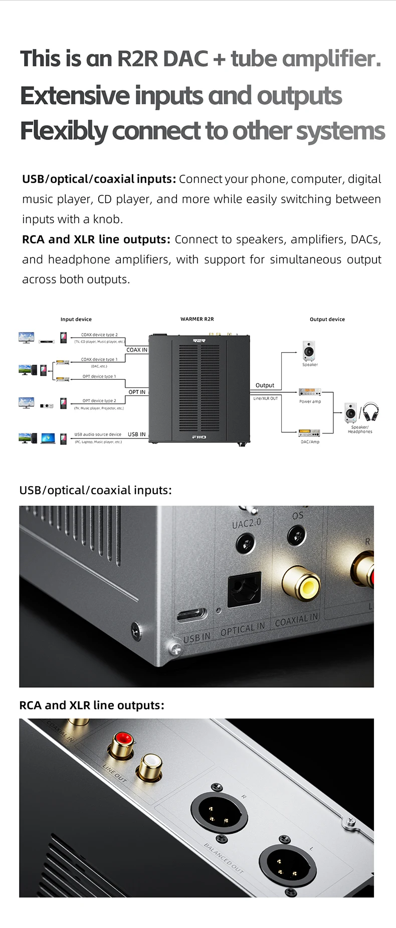 FiiO WARMER R2R Tube DAC/Amp – Fully Balanced 24-Bit R2R