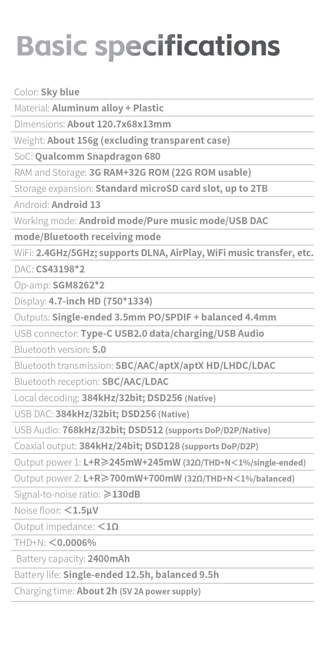 FiiO JM21 Android 13 Hi-Res Music Player