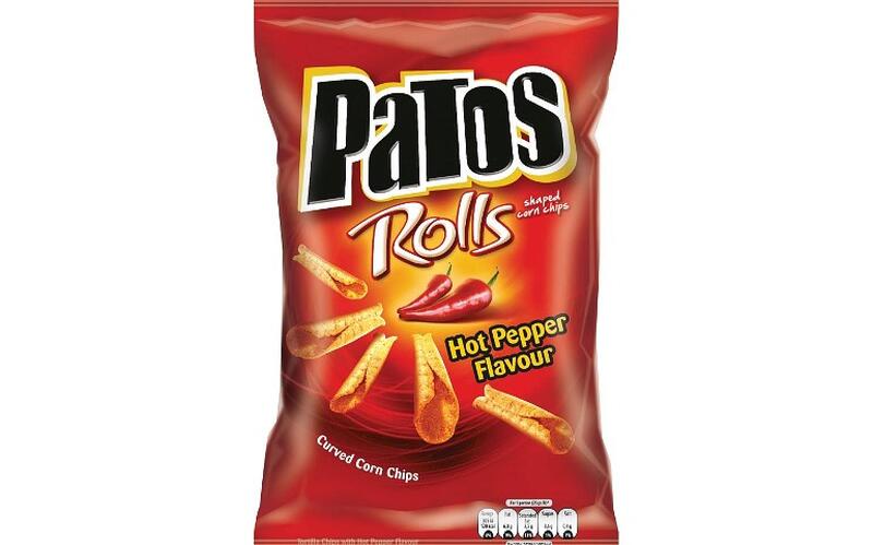 PATOS CORN CHIPS ROLL 100G RED HOT PEPPER