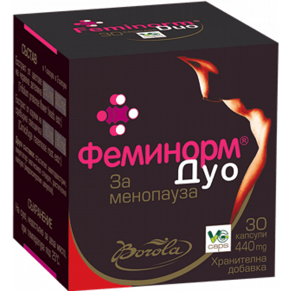 Феминорм Дуо за облекчаване симптомите на менопауза х30 капсули Borola